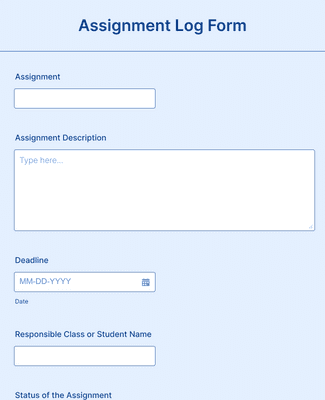 Assignment Log Form Template | Jotform