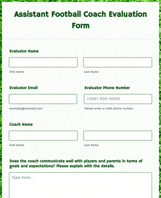 Assistant Football Coach Evaluation Form Template | Jotform