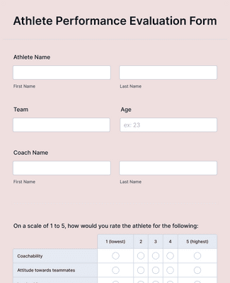 Athlete Performance Evaluation Form Template | Jotform