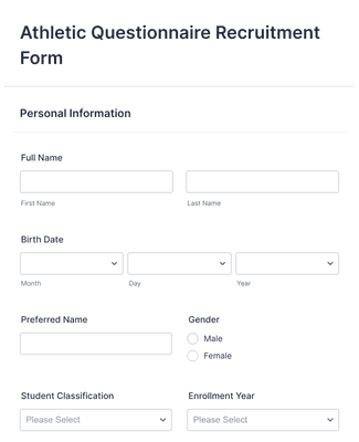 Athletic Questionnaire Recruitment Form Template | Jotform