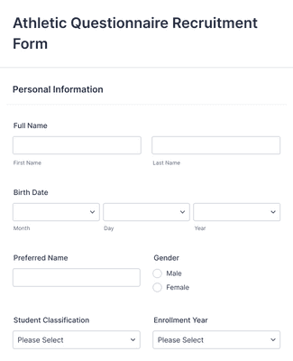 Athletic Questionnaire Recruitment Form Template | Jotform