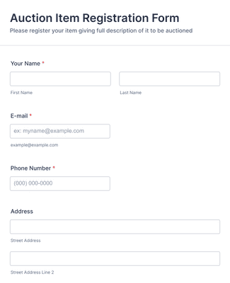 Silent Auction Bidder Registration Form
