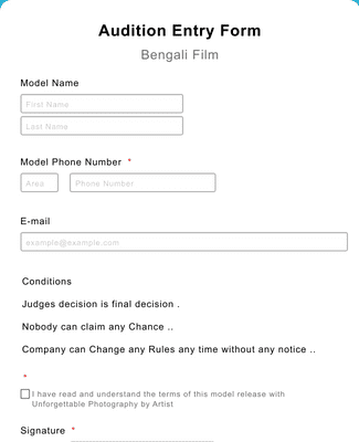 Audition Entry Form Template | Jotform