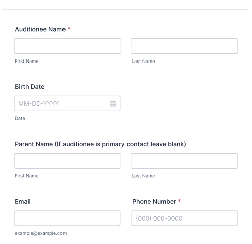 Audition Form Template | Jotform