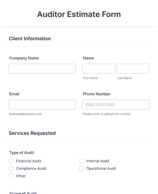 Auditor Estimate Form Template | Jotform