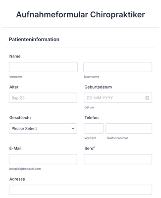 Aufnahmeformular Chiropraktiker Formularvorlage | Jotform
