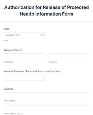 Authorization for Release of Protected Health Information Form Template ...