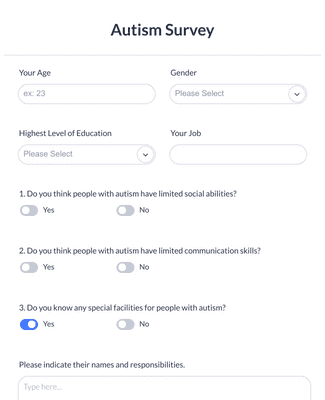 Autism Survey Form Template | Jotform