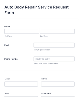 Auto Body Repair Service Request Form Template | Jotform
