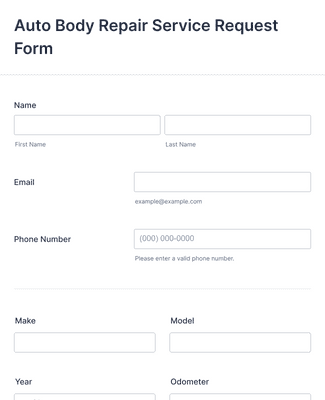 Auto Body Repair Service Request Form Template | Jotform