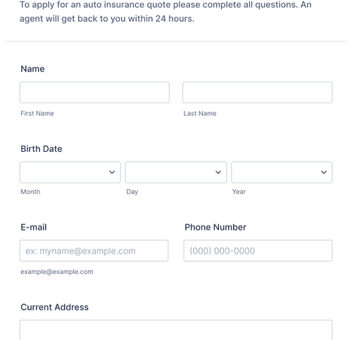 Auto Insurance Quote Form Template | Jotform