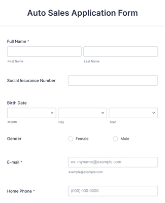 Auto Sales Application Form Template | Jotform
