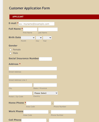 Auto Sales - Customer Application Form Template | Jotform