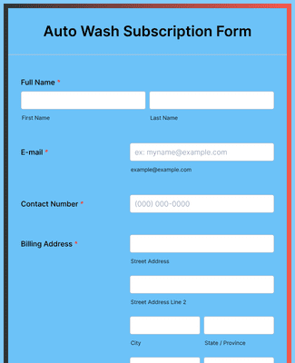 Auto Wash Subscription Form Template | Jotform