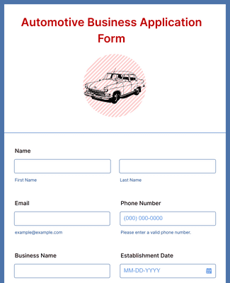 Automotive Business Application Form Template | Jotform