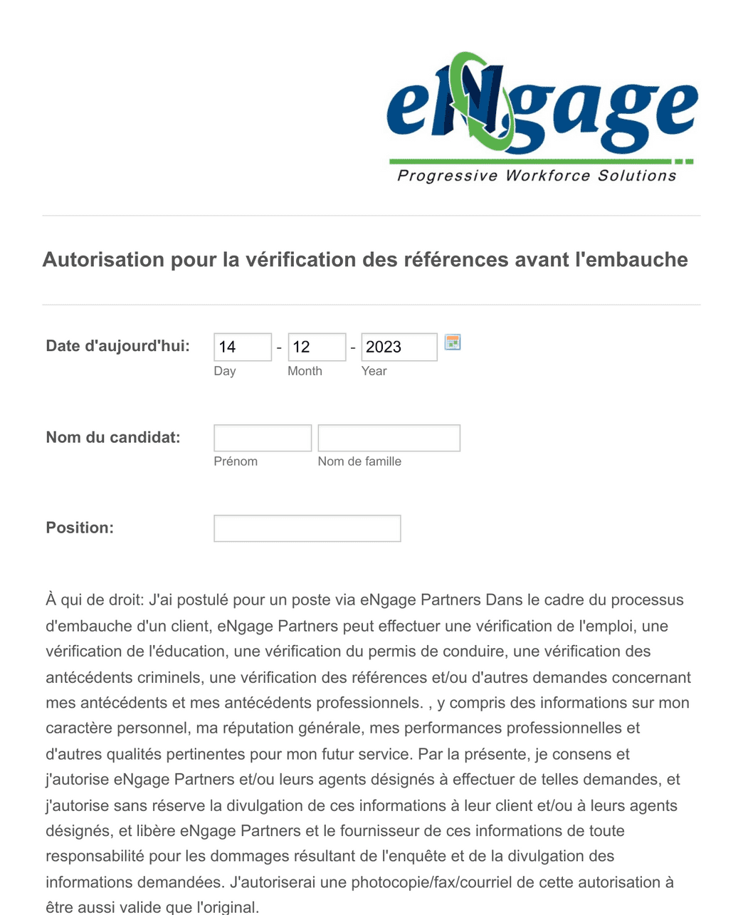 Autorisation de vérification des références Modèle du formulaire | Jotform