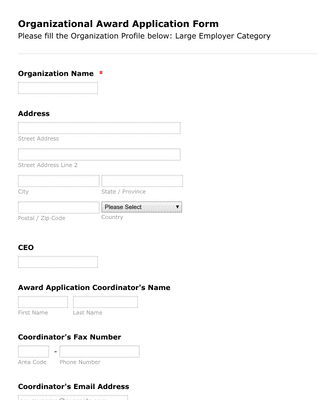 Organizational Award Application Form Template | JotForm