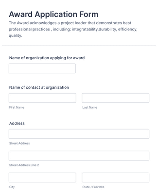 Award Application Form Template | Jotform