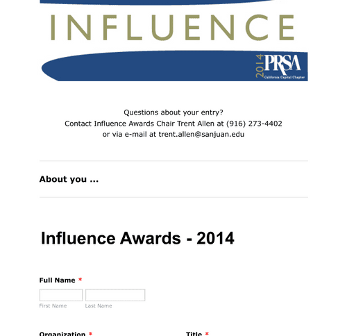 Award Entry Form Template | Jotform