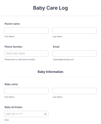 Baby Care Log Form Template | Jotform