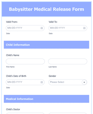 Babysitter Medical Release Form Template | Jotform