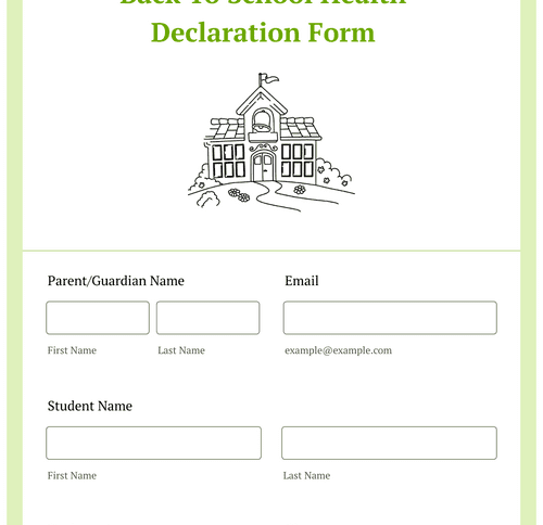 Back To School Health Declaration Form Template | Jotform