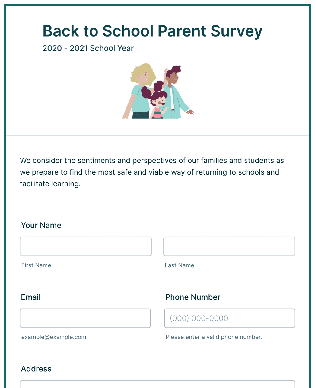 Back to School Parent Survey Form Template | Jotform