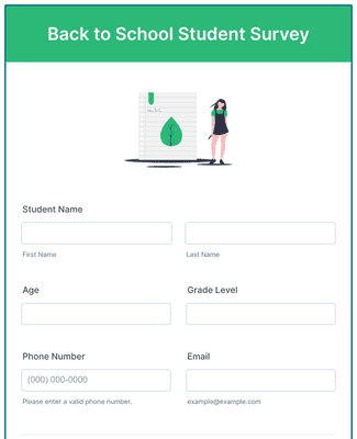 Back to School Student Survey Form Template | Jotform