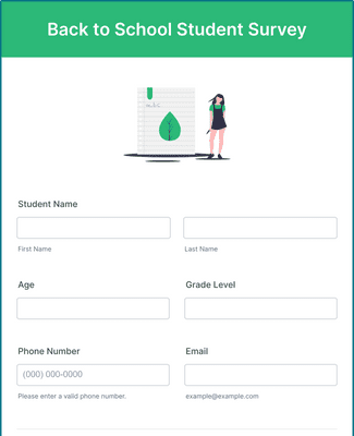 Back to School Student Survey Form Template | Jotform