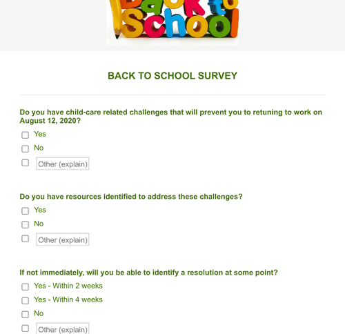 Back to School Survey Form Template | Jotform