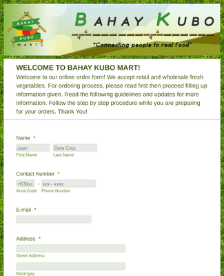 Bahay Kubo Order Form Template | Jotform