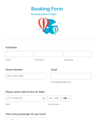 Balloon Flights Booking Form Template | Jotform