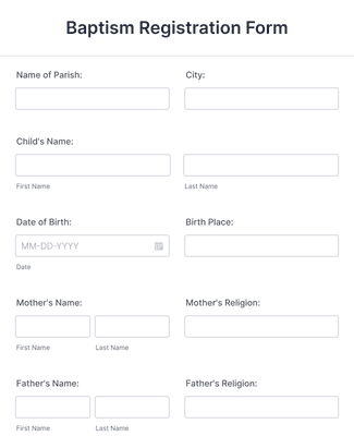 Baptism Registration Form Template | Jotform