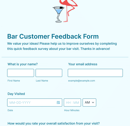 Bar Customer Feedback Form Template | Jotform