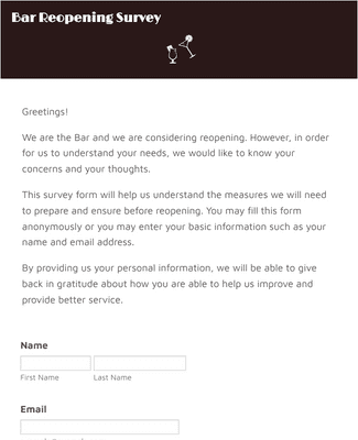 Bar Reopening Survey Form Template | Jotform