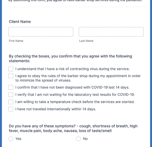 Barber Shop Consent and Appointment Form Template | Jotform