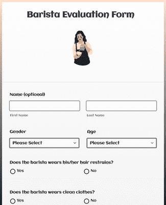 Barista Evaluation Form Template | Jotform