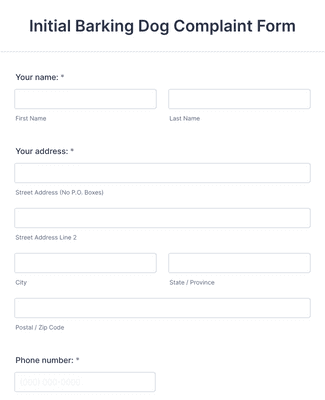 Barking Dog Complaint Form Template | Jotform