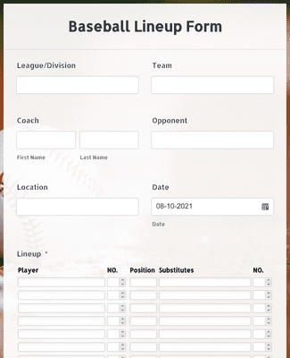 Baseball Lineup Form Template | Jotform