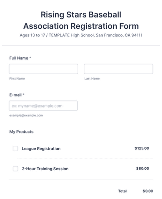 Baseball Registration Form Template | Jotform