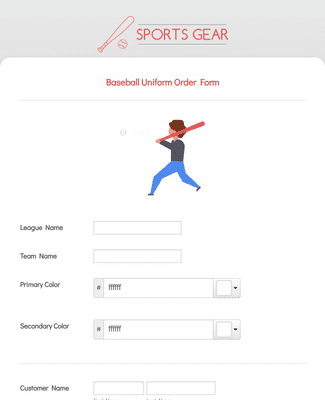 Baseball Uniform Order Form Template | Jotform