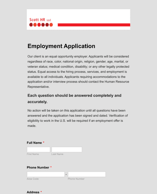 Basic Employment Application Form Template | Jotform