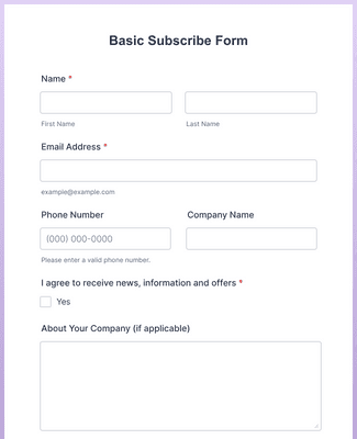Basic Subscribe Form Template | Jotform
