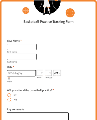 Basketball Practice Tracking Form Template | Jotform