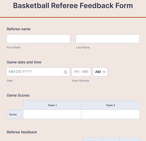 Basketball Referee Feedback Form Template | Jotform