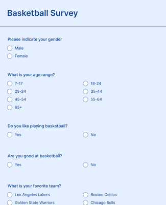 Basketball Survey Form Template | Jotform