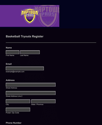Basketball Tryouts Register Form Template | Jotform