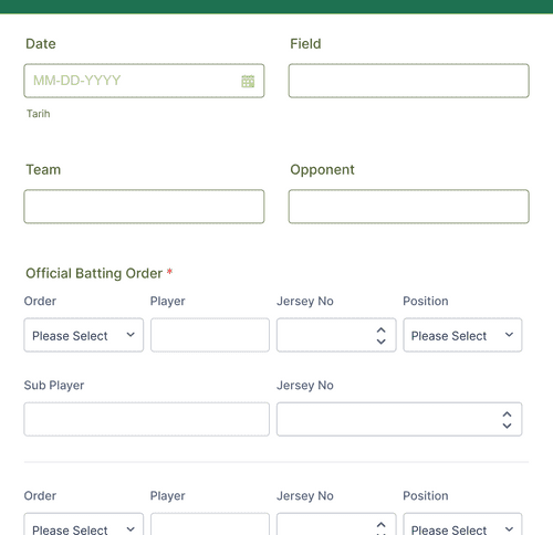 Batting Line Up Form Template | Jotform
