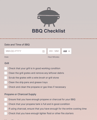 BBQ Checklist Form Template | Jotform