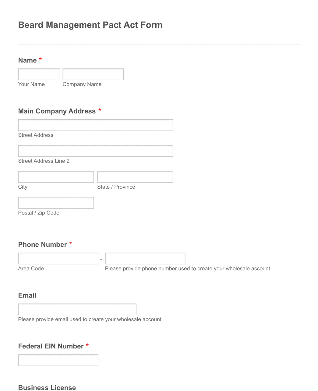 Beard Pact Act Form Template | Jotform